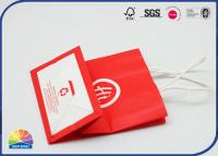 China White Kraft Red Color Paper Gift Bag 4C Pritned With White Ribbon Handle for sale
