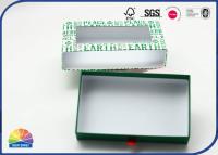 China Green Customized Rectangle Drawer Paper Box 4C Printed Rigid Cardboard With Silk Ribbon for sale