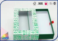 China Green Customized Rectangle Drawer Paper Box 4C Printed Rigid Cardboard With Silk Ribbon for sale