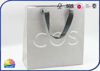 China Recycled Grey Big Size Paper Shopping Bags Matte Lamination With Silk Handle for sale