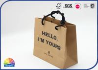 China 4C Customized Size Logo Kraft Paper Bags With Nylon Handle for sale