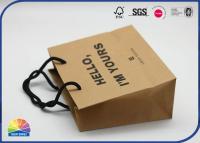 China 4C Customized Size Logo Kraft Paper Bags With Nylon Handle for sale