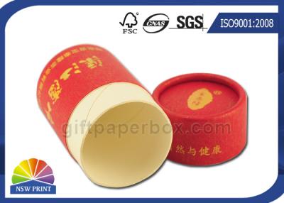 China Red Round Cylinder Paper Packaging Tube With Gold Hot Stamping SGS Approval for sale