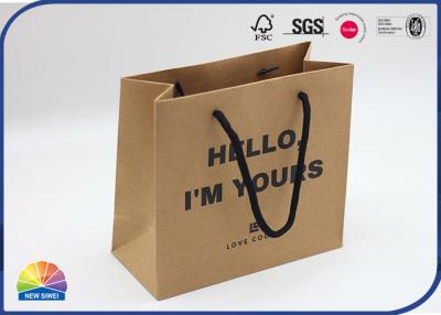 China Brown Hello Kraft Paper Bags for Retailer Shopping Store with Cotton Rope for sale