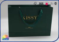 China 350g Green Coated Shopping Paper Gift Bags Customized Logo With Silk Handle for sale