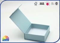 China small Blue Customized Paper Hinged Lid Gift Box Designed Matte Lamination for sale