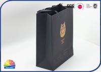 China Black Customized Lion Logo Paper Gift Bag Gold Hot Stamping With Silk Handle for sale