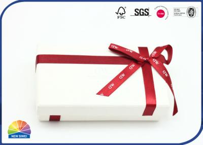 China Wood-like Grain on Paper Gift Box Both Sides Stick Paper with Red Ribbon Bowknot for sale