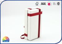 China Wood-like Grain on Paper Gift Box Both Sides Stick Paper with Red Ribbon Bowknot for sale