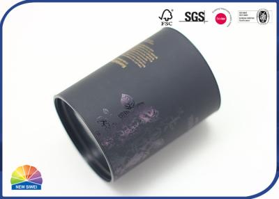 China Dark Gold Pattern Composite Paper Tube With Tactile Paper Surface Plastic End for sale