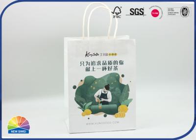 China White Kraft Paper Shopping Bags 4c Printed With Handle for sale