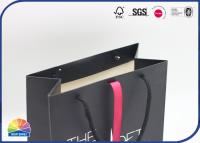 China Matte Black Paper Shopping Bags Cotton Ropes For Barber Shop Shampoo Packaging for sale