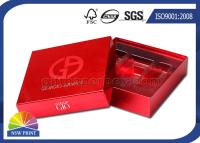 China Fancy Red Square Cosmetic Rigid Paper Cardboard Gift Box With Plastic Inner Tray for sale