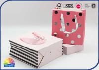 China Pink Printing Present Package Paper Shopping Bags With Ribbon Handles for sale