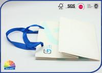 China White Coated Paper Shopping Bags Custom Size Matte Lamination With Blue Handle for sale
