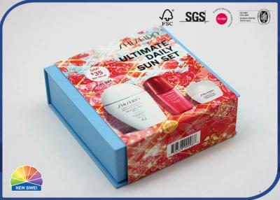 China Blue Rigid Hinged Lid Gift Box For Suntan Set Packaging Debossing Logo for sale