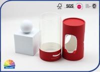 China Cosmetic Brush Package Custom Cylindrical Box PET Film Windows for sale