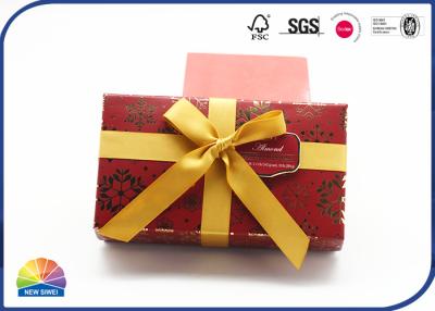 China Red Paper Box Gold Stamping Festival Gift Package Stick Ribbon Bownot for sale