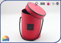 China Festival Preserved Flower Package Round Paper Packaging Tube Box With Handle for sale