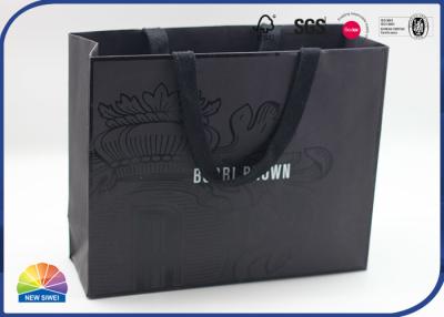 China Black Kraft Paper Shopping Stand Up Bag White Logo Glossy UV Design for sale