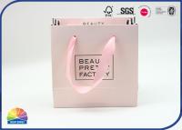 China 350gsm Coated Paper Shopping Bags Pink Stripe Design Matte Lamination for sale
