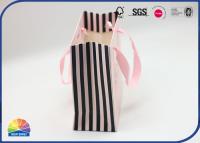 China 350gsm Coated Paper Shopping Bags Pink Stripe Design Matte Lamination for sale