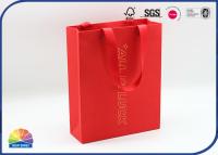 China Gold Stamping Logo Paper Gift Bag Bright Red Color For Holiday Gifts Packaging for sale