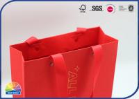 China Gold Stamping Logo Paper Gift Bag Bright Red Color For Holiday Gifts Packaging for sale