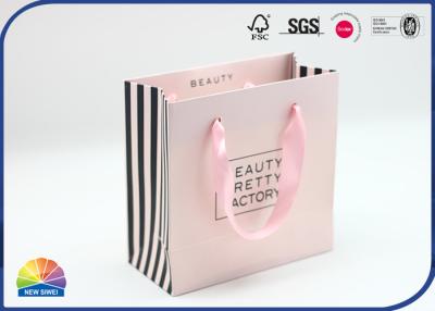 China Custom Color Luxury Printed Paper Shopping Gift Bags With Nylon Handle Ropes for sale