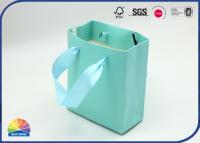 China Patone Color Paper Gift Bag Matte Lamination With Blue Silk Handle for sale