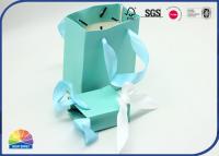 China Patone Color Paper Gift Bag Matte Lamination With Blue Silk Handle for sale