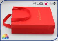 China Red Color Luxury Paper Gift Bag Matte Lamination Gold Hot Stamping With Handle for sale