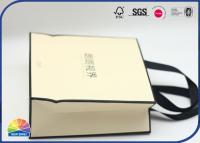 China Brown Folding Paper Shopping Bags Matte Lamination With Ribbon Handle for sale