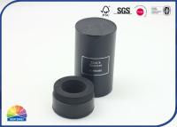 China Black Leather Specialty Composite Paper Tube Perfume Package Embossed Logo for sale