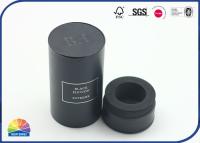 China Black Leather Specialty Composite Paper Tube Perfume Package Embossed Logo for sale