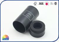 China Black Leather Specialty Composite Paper Tube Perfume Package Embossed Logo for sale