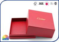 China Red Texture Paper Rigid Box Present Package Gold Foil Logo Stamping for sale