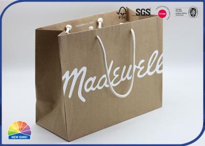 China Brown Printed Kraft Paper Gift Bag Package With Knotted Handle for sale