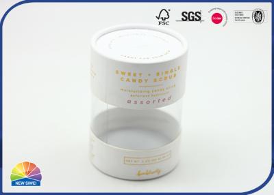 China Cylinder Printed Paper Lid Visible Plastic Tube Wedding Candies Package for sale