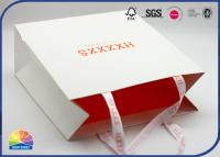 China White Paper Shopping Bags With Handles Pantone Printed Inside for sale
