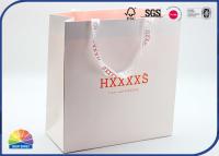 China White Paper Shopping Bags With Handles Pantone Printed Inside for sale