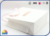 China White Paper Shopping Bags With Handles Pantone Printed Inside for sale