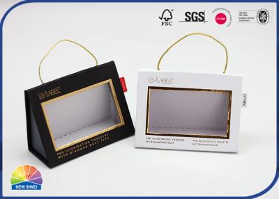 China Magnetic Closure Triangle Paper Packaging Boxes PET Visible Window for sale