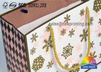 China Crafted Gift Paper Bags With Glitter Powder Glued Custom Gold Cotton Handle for sale