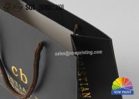 China Logo Gold Foil Hot Stamping Black Matte Paper Grocery Bags Fashion Gift Bags for sale