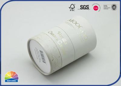 China Candle Packaging White Cardboard Cylinder Tubes Hot Stamping for sale