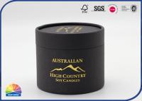 China Gold Logo Eco Friendly Black Paper Tube With Lid Candle Packaging for sale