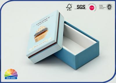 China 350gsm Chrome Paper Material 2 Pieces Blue Custom Paper Gift Box for sale