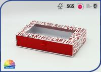 China Ribbon Handle Two Piece Gift Package Drawer Box With Visible Window for sale