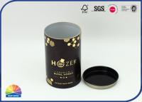 China 182gsm Gold Paper Cardboard Canister Packaging Tube With Metal Lid for sale